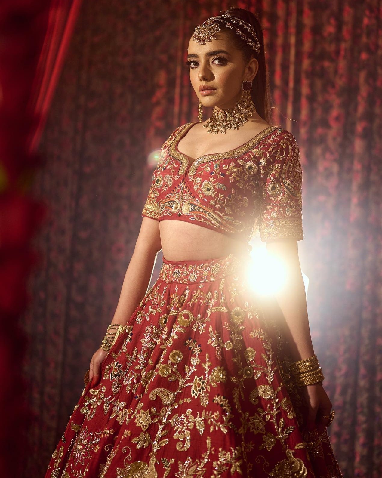 Indian Bridal Red Lehenga and Choli Dress for Wedding – Nameera by Farooq