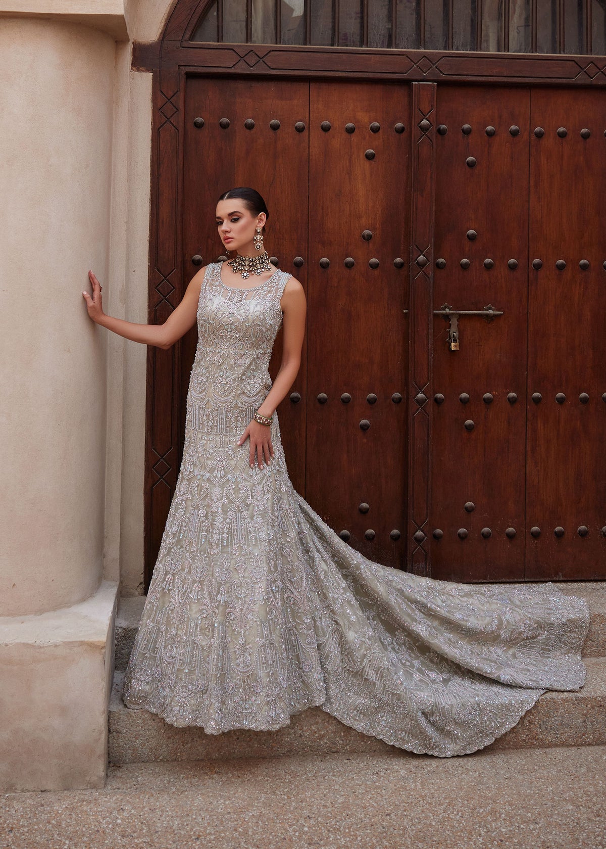Pakistani Bridal Dress in Royal Embellished Gown Style – Nameera by Farooq