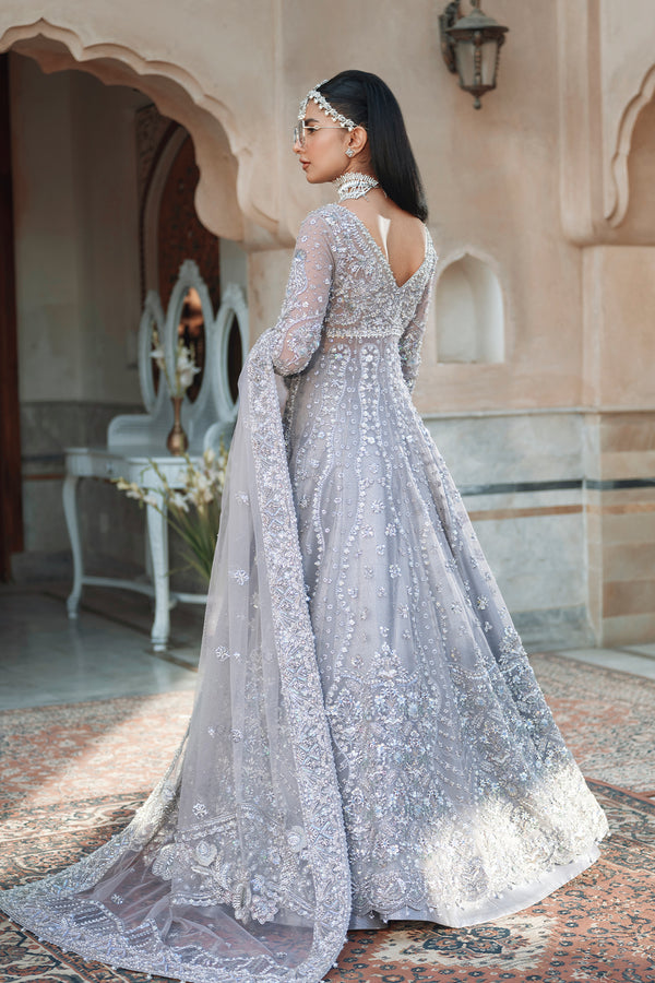 Pakistani Bridal Walima Dress in Gown Lehenga Style – Nameera by Farooq