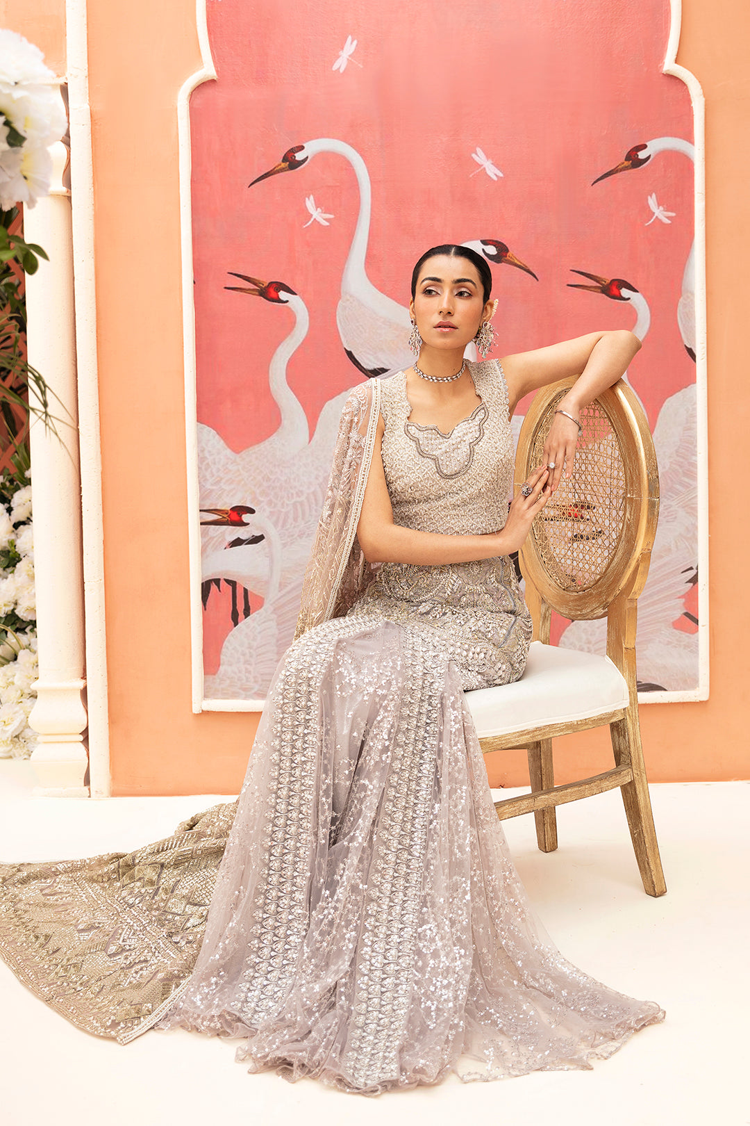 Pakistani Wedding Dress in Fish Lehenga and Choli Style – Nameera by Farooq