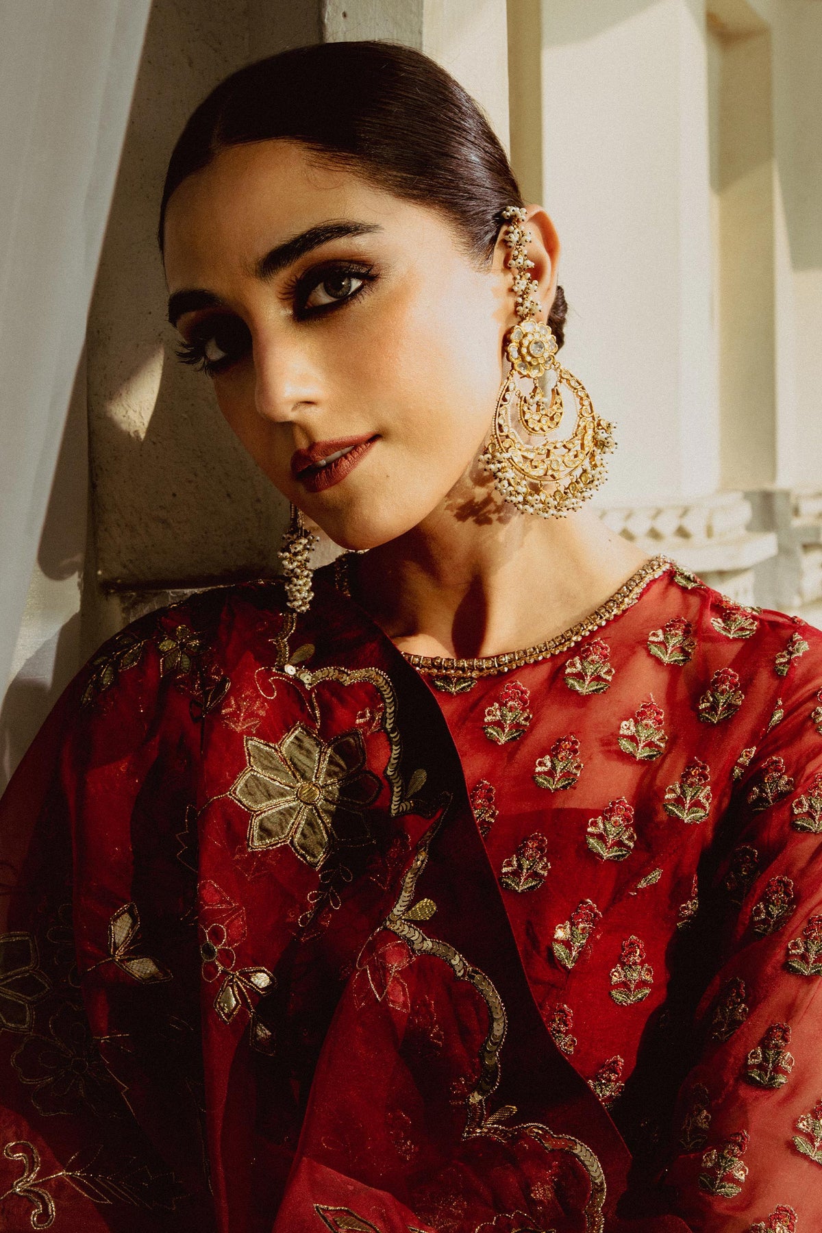 Red Lehenga and Pishwas Frock Pakistani Wedding Dress – Nameera by Farooq