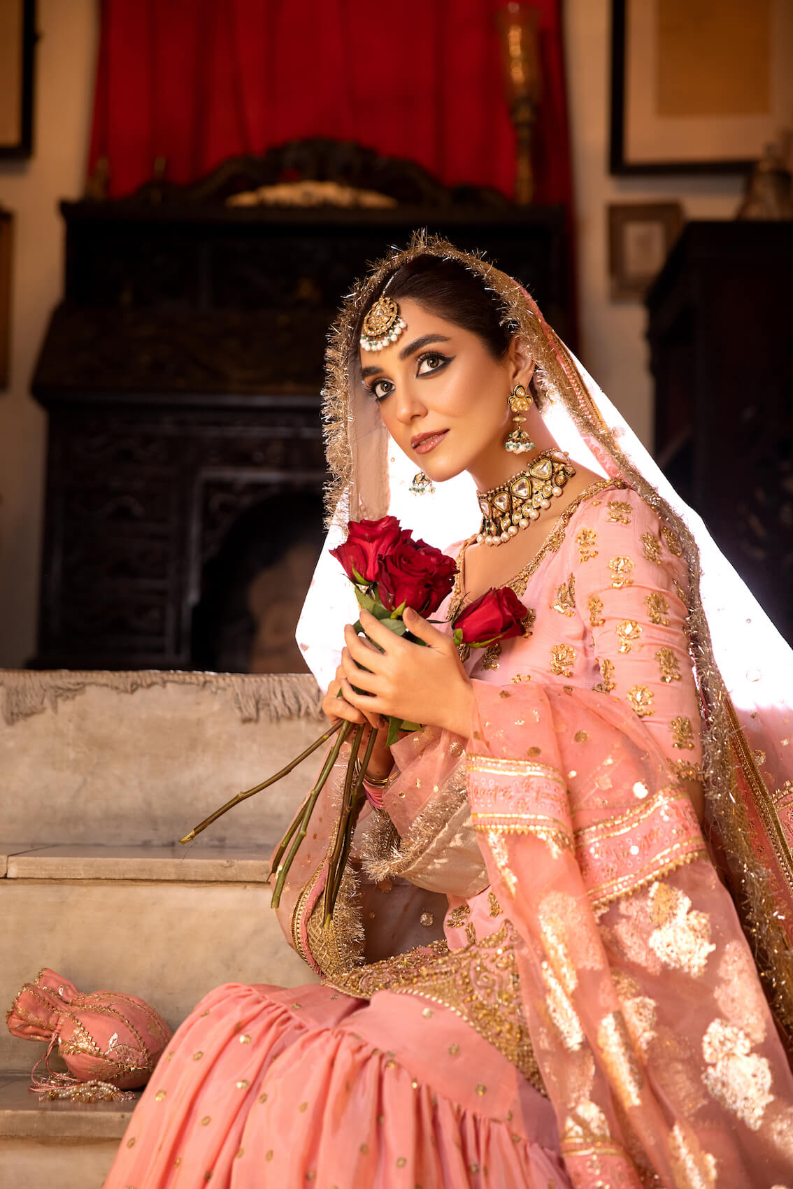 Rose Pink Gharara Kameez Embellished Pakistani Wedding Dress – Nameera ...