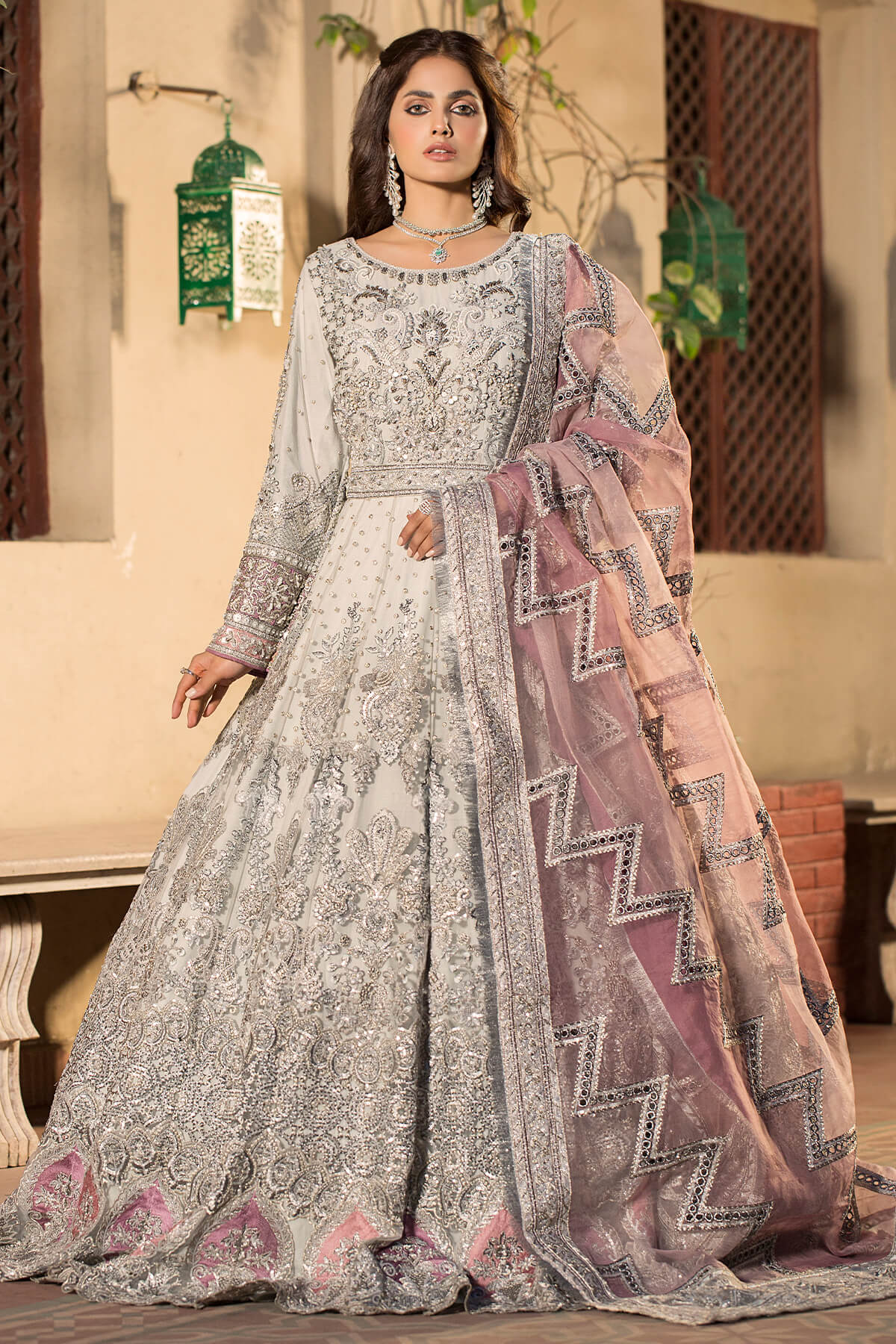 Latest Wedding Dress in Embellished Pishwas Frock Style – Nameera by Farooq