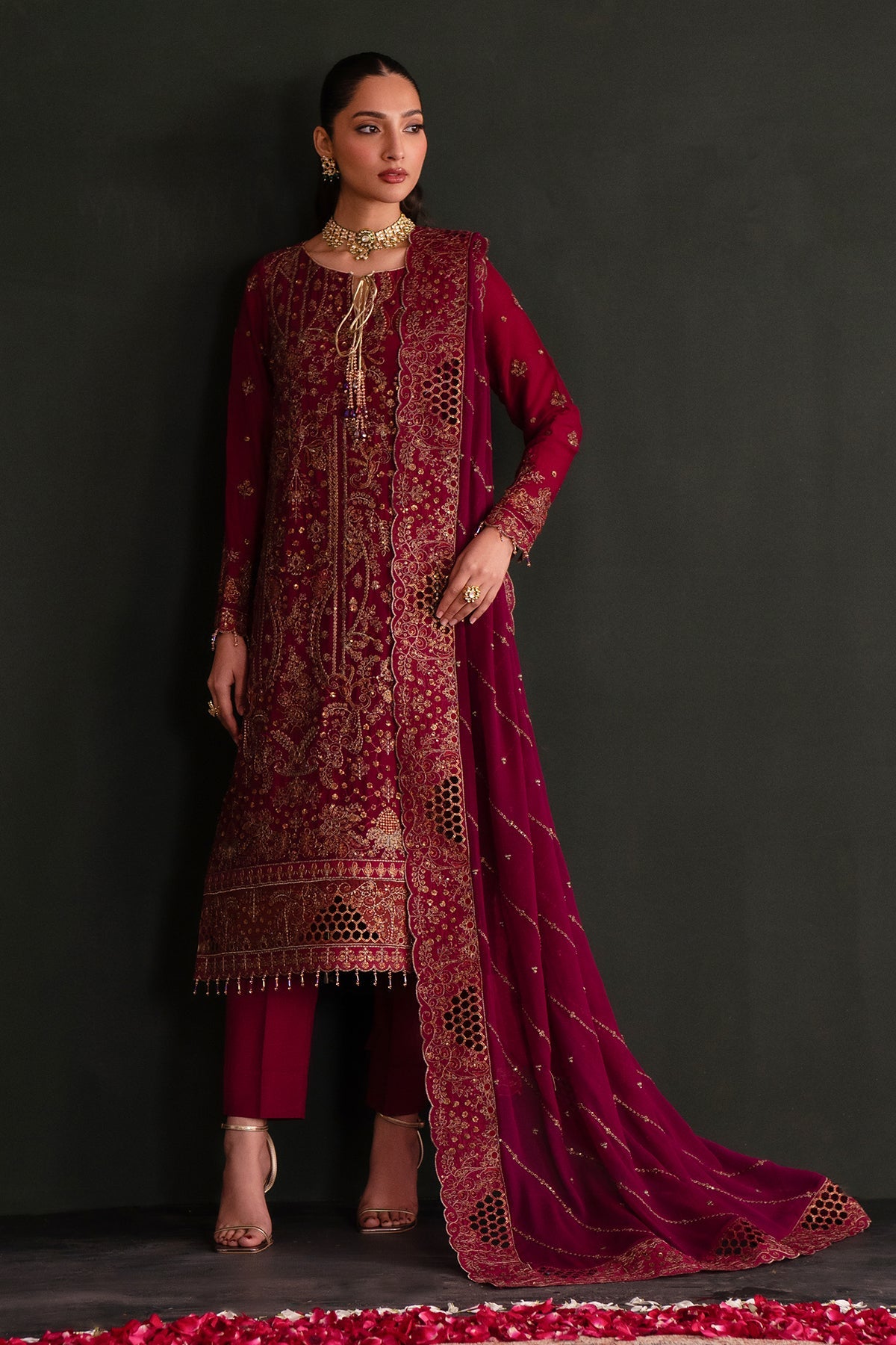 Luxury Bright Pink Suit Pakistani Salwar Kameez Dupatta – Nameera by Farooq