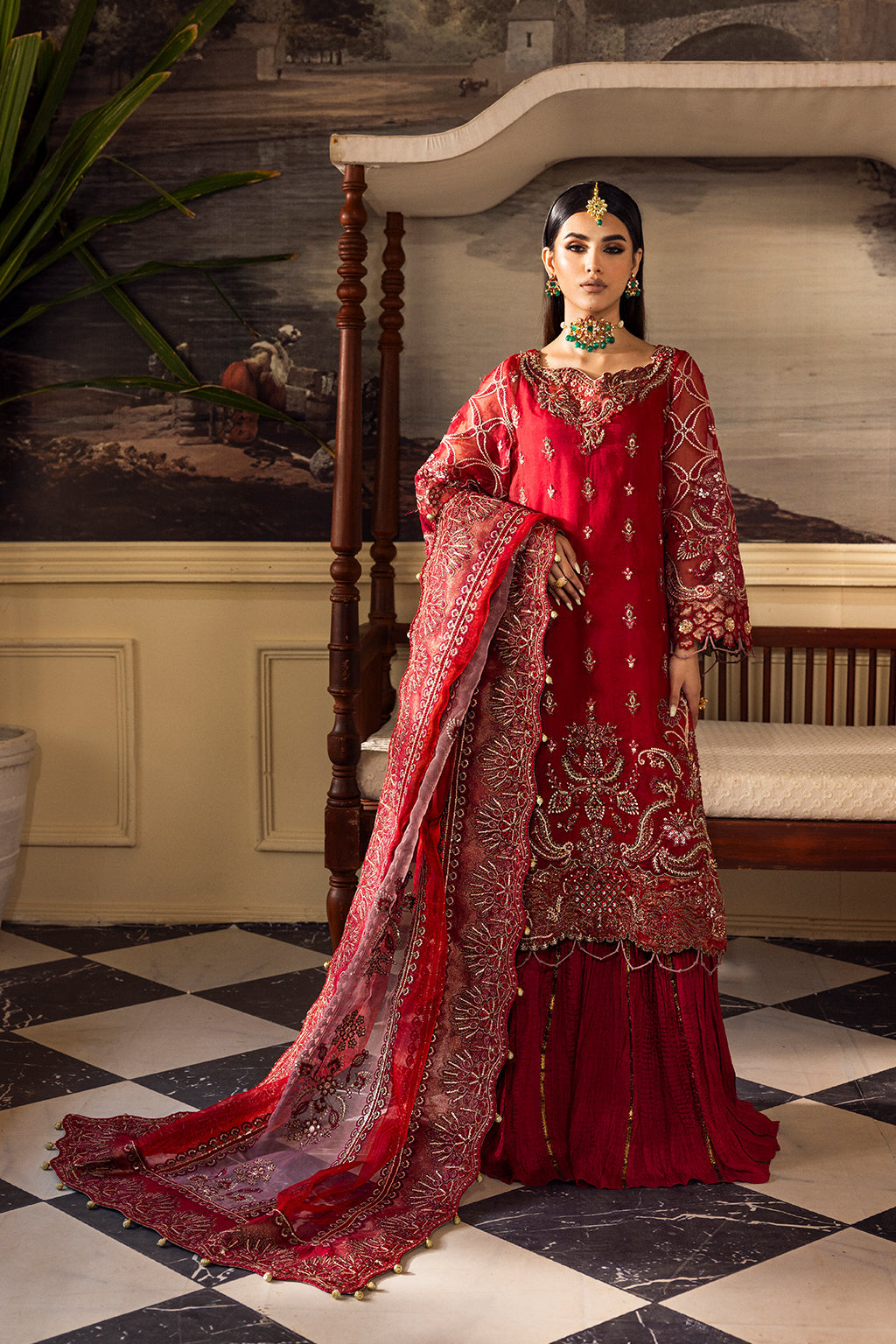 Luxury Deep Red Palzo Style Pakistani Salwar Kameez Suit – Nameera by ...