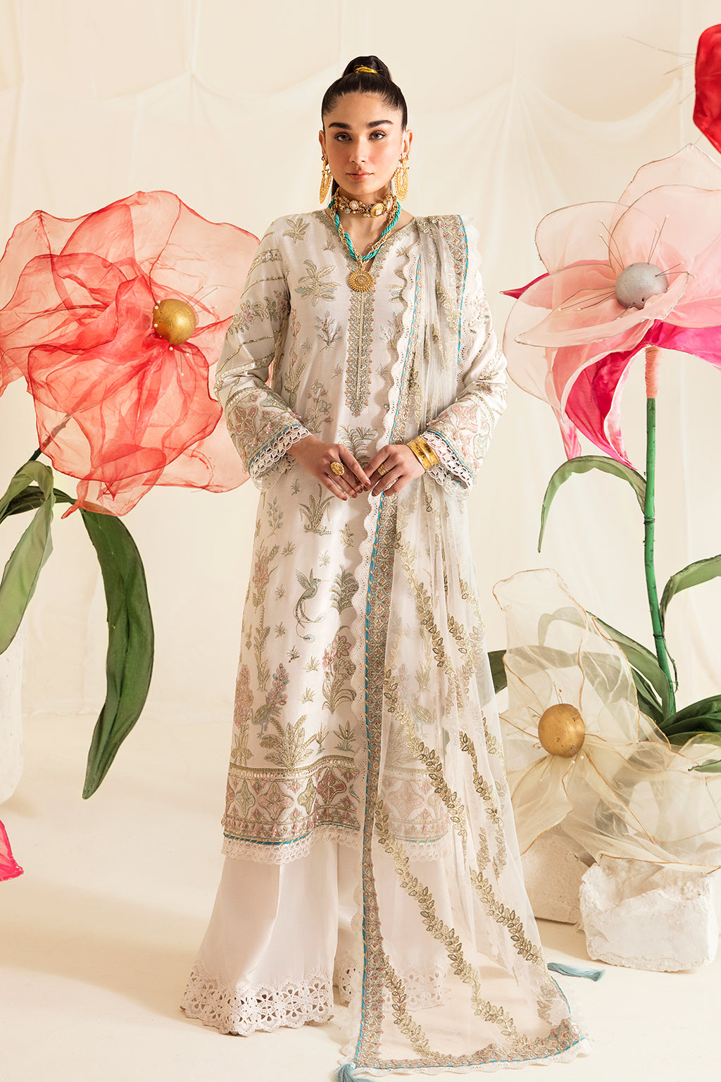 Luxury Ivory Open Shirt Style Pakistani Salwar Kameez Suit – Nameera by ...