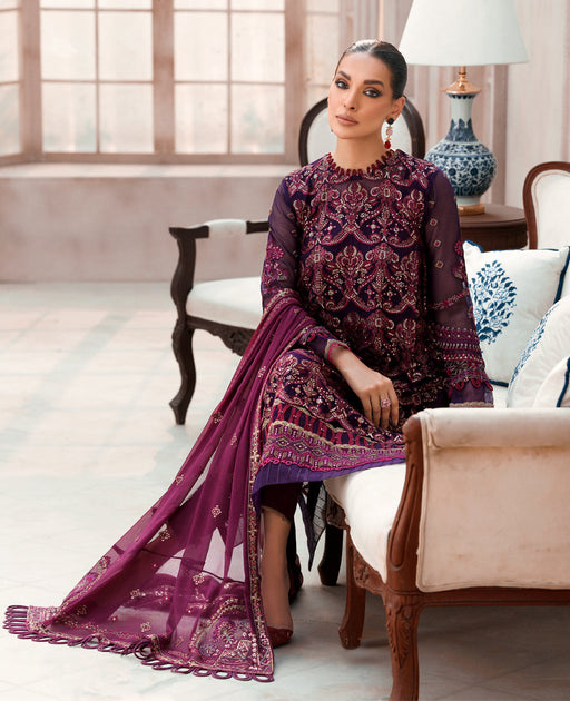 Purple Embroidered Pakistani Salwar Kameez Party Dress – Nameera by Farooq
