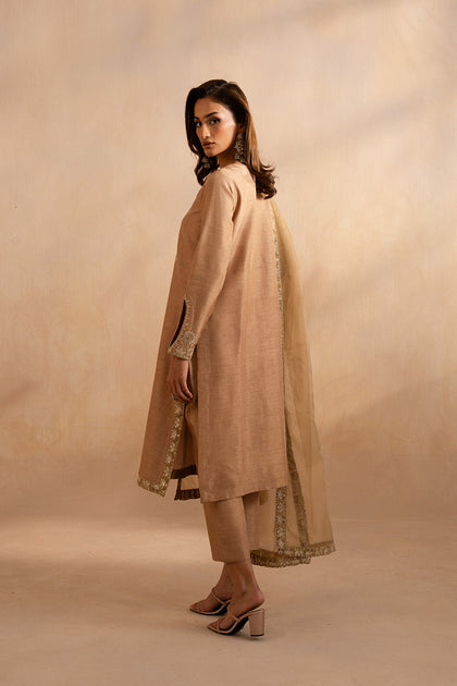 Grey Embroidered Ensemble Pakistani Designer Dress – Nameera by Farooq