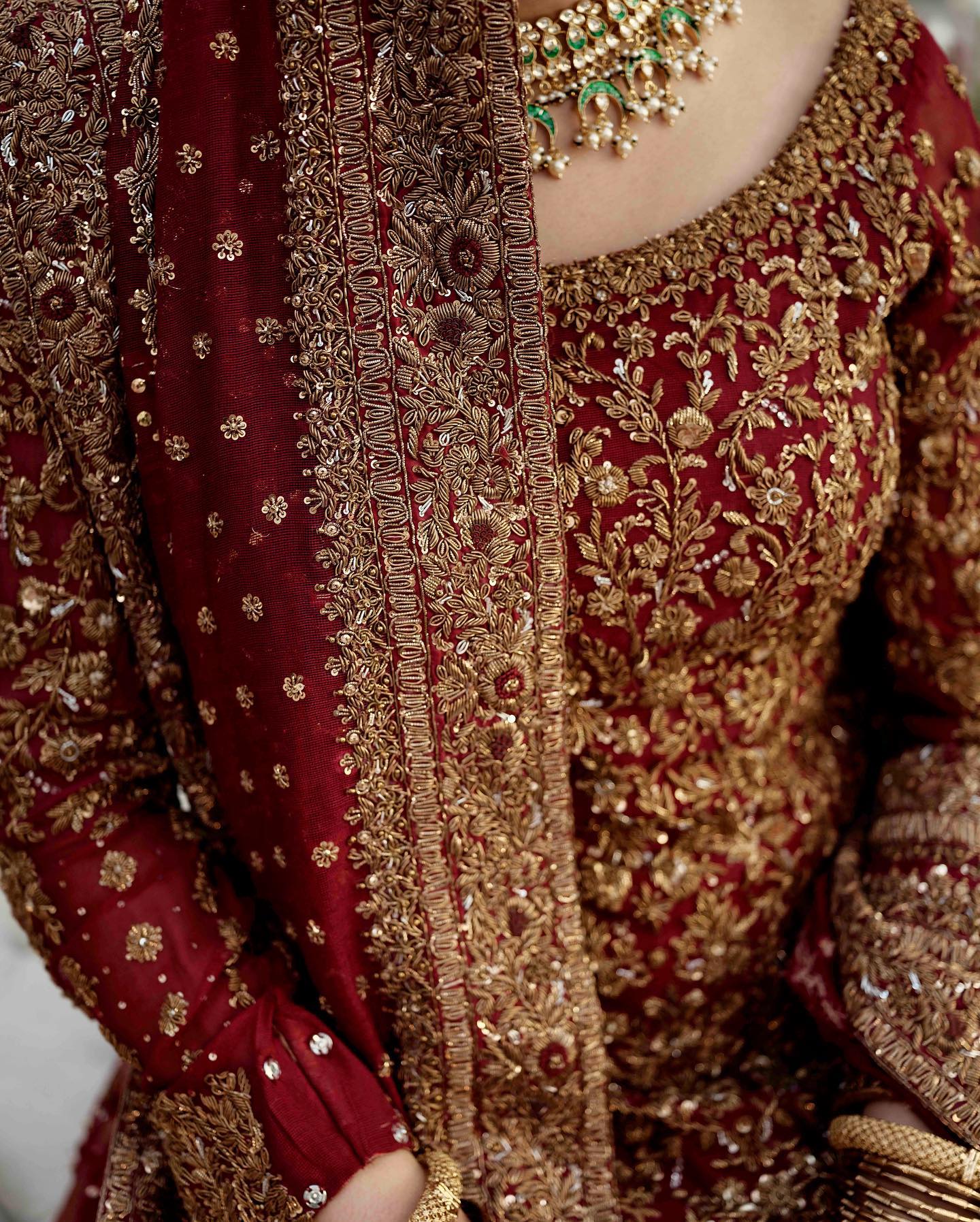 Maroon Red Kameez Lehenga for Pakistani Bridal Dresses – Nameera by Farooq