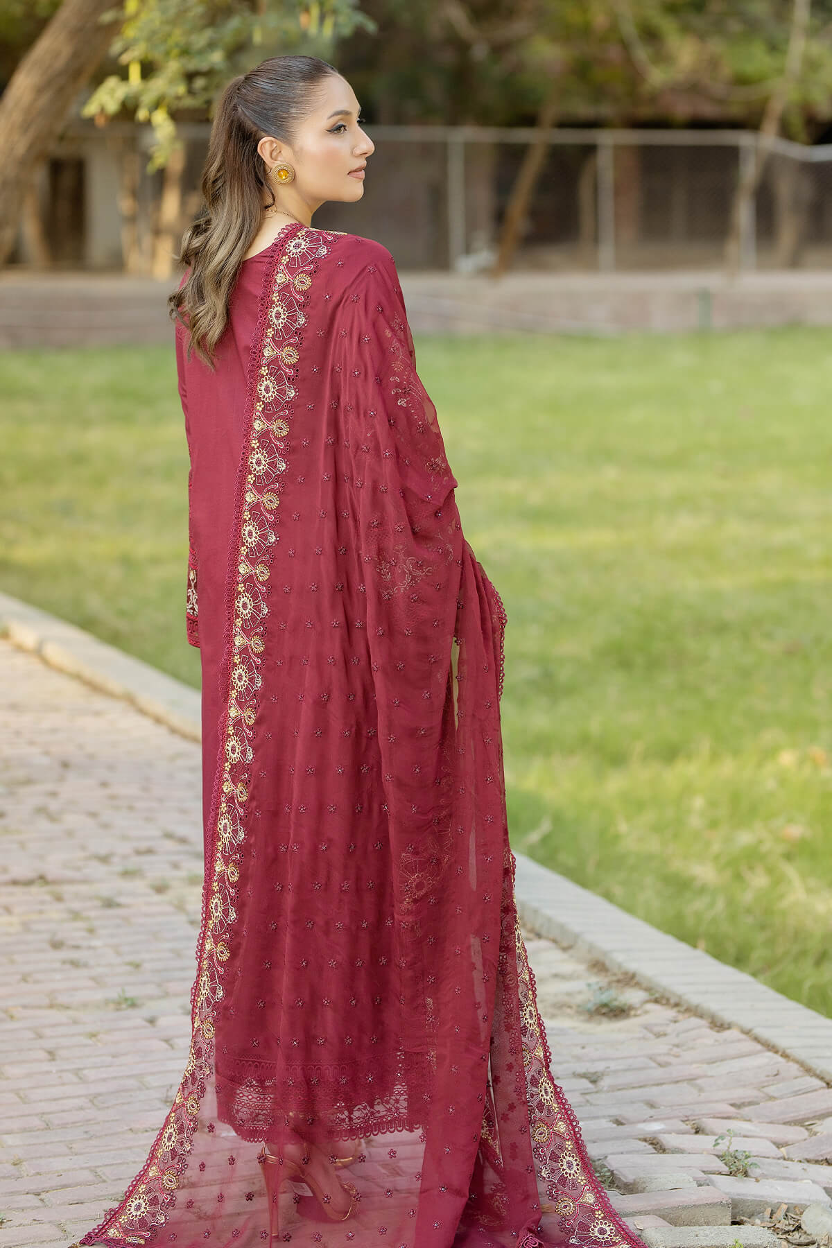 Luxury Maroon Pakistani Salwar Kameez Salwar Suit – Nameera by Farooq