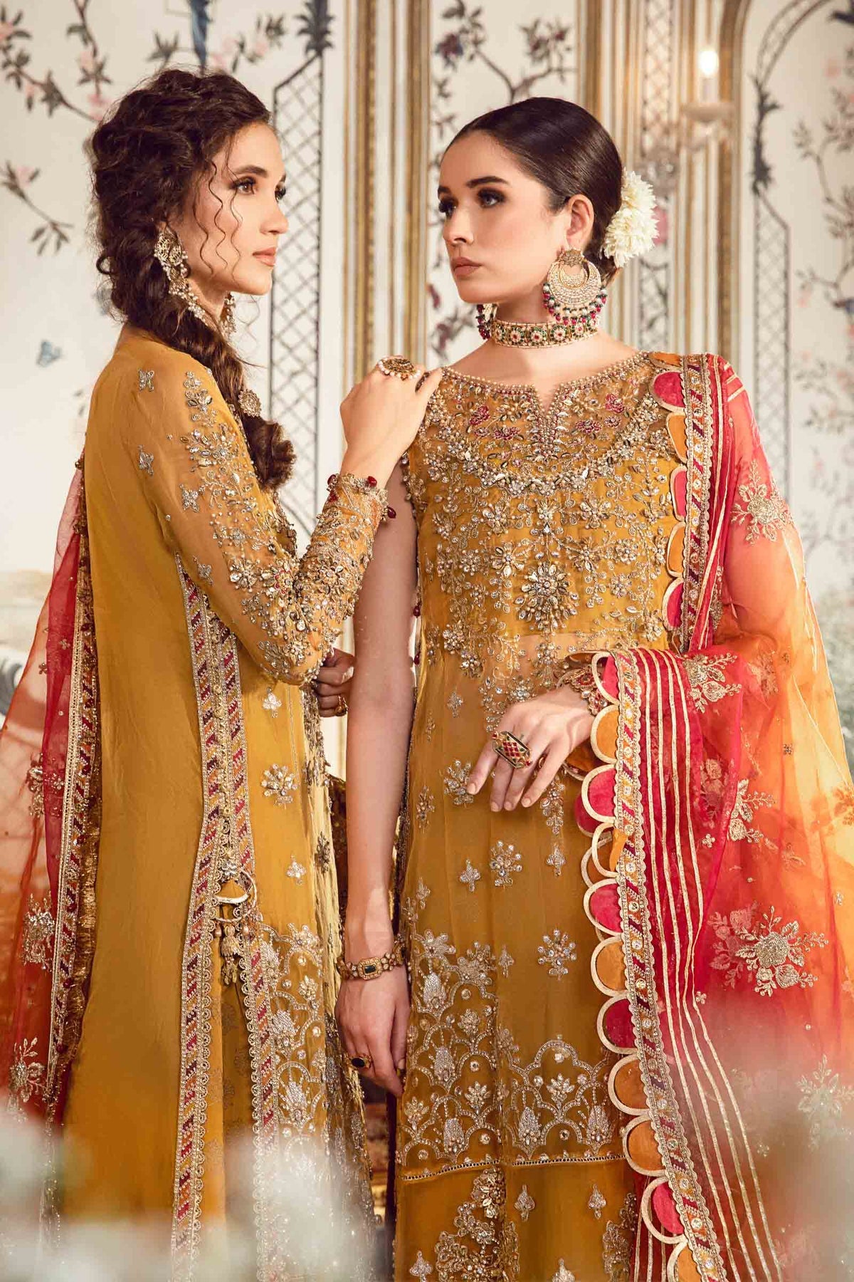 Mehndi Dress in Pakistani Bridal Gharara Kameez Style – Nameera by Farooq