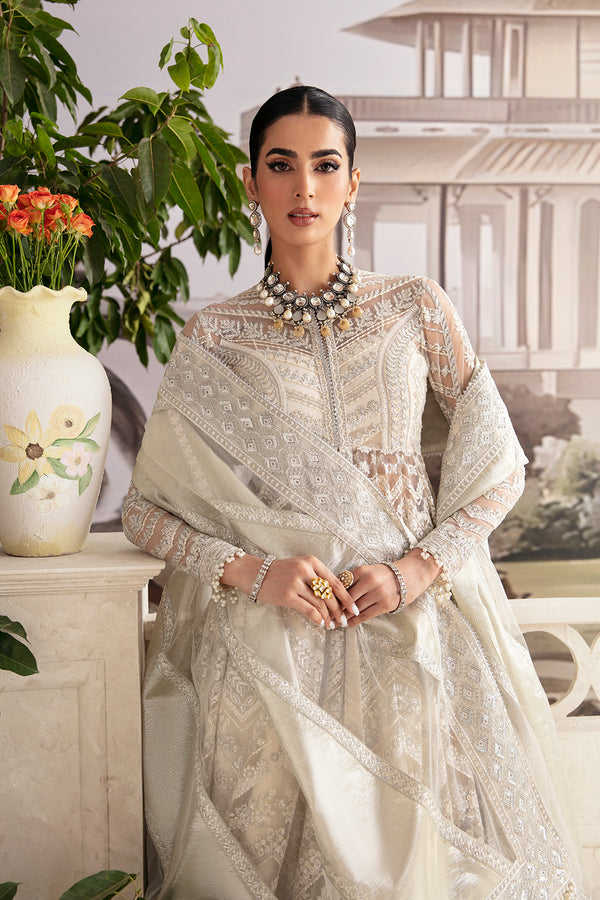 Classic Pakistani Wedding Wear Off White Pishwas Frock – Nameera by Farooq