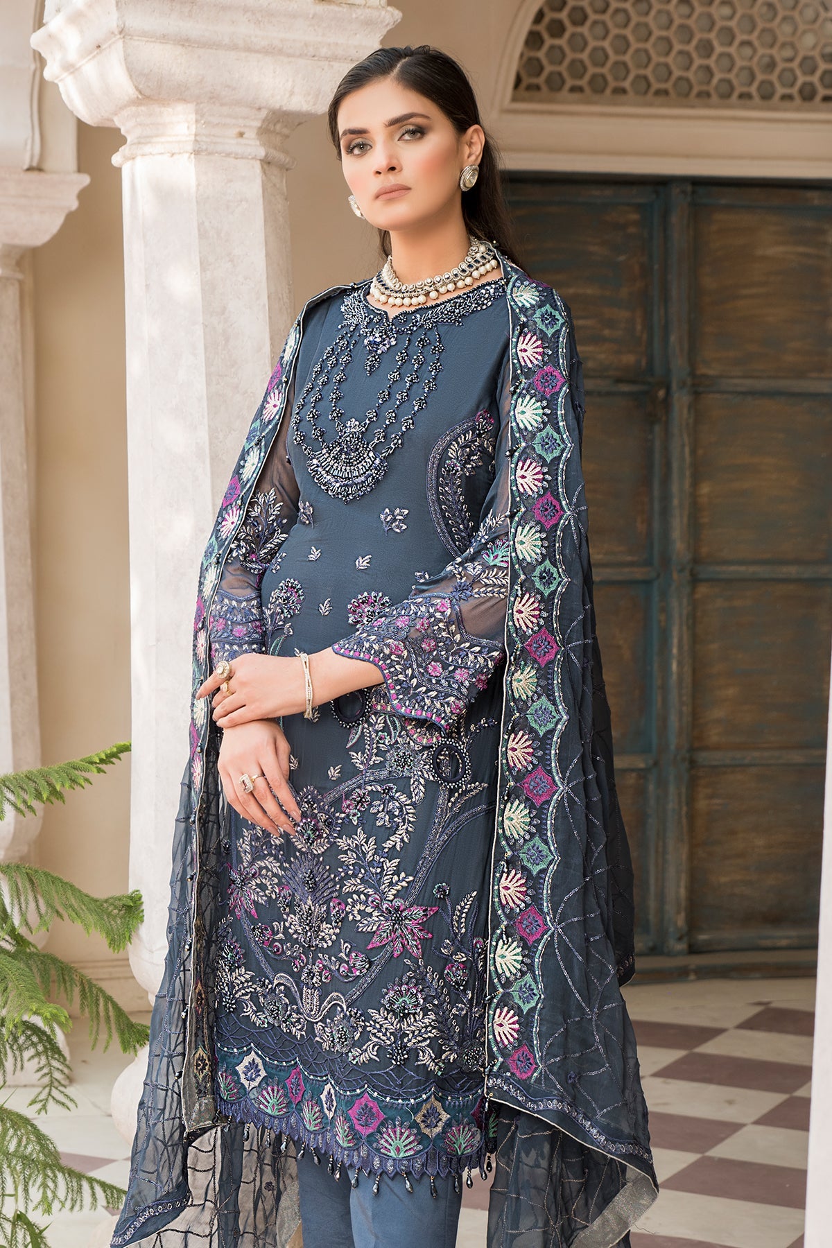 Classic Embroidered Pakistani Party Wear Salwar Kameez – Nameera by Farooq