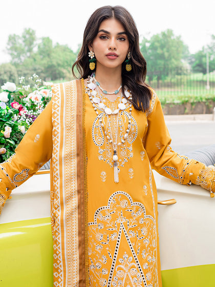 Classic Yellow Pakistani Salwar Kameez Embroidered Suit – Nameera by Farooq