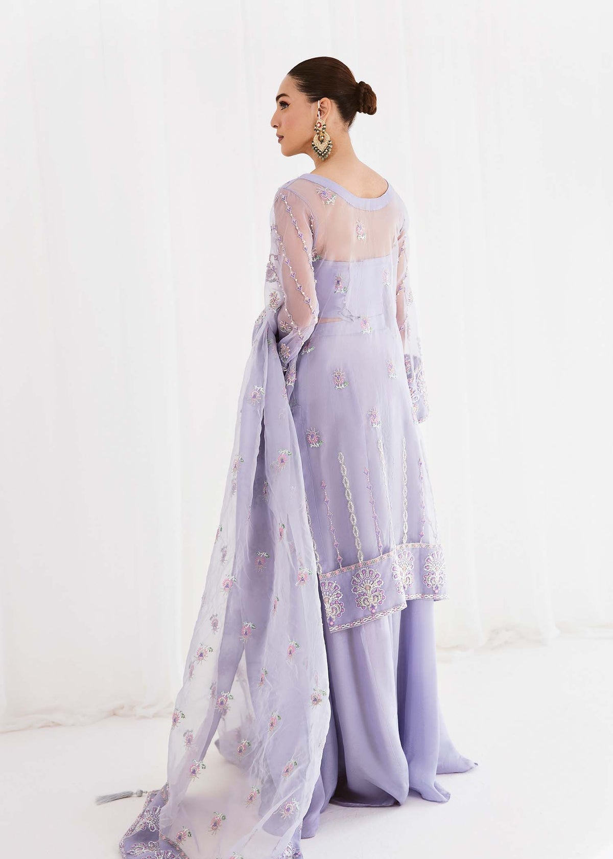 Lilac Pakistani Wedding Dress in Kameez Gharara Style – Nameera by Farooq