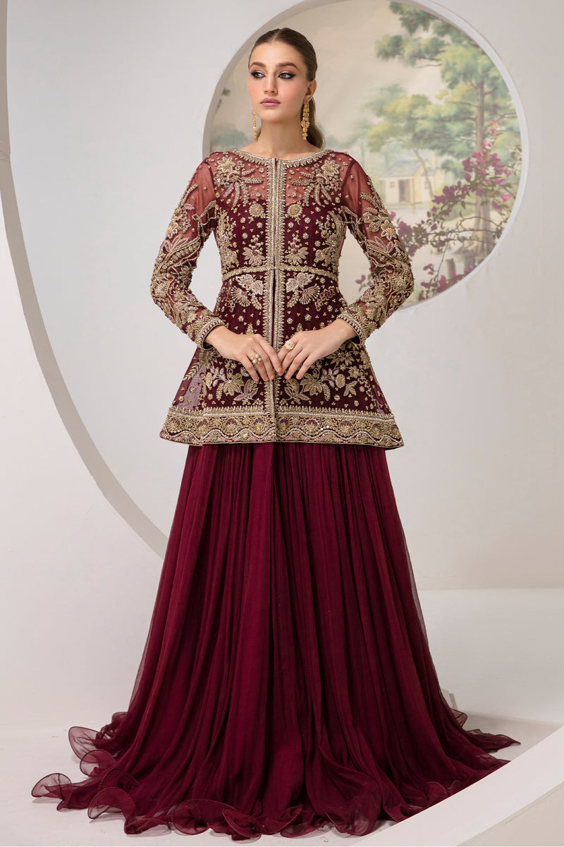 Luxury Rose Red Kameez Lehenga Pakistani Wedding Dress – Nameera by Farooq