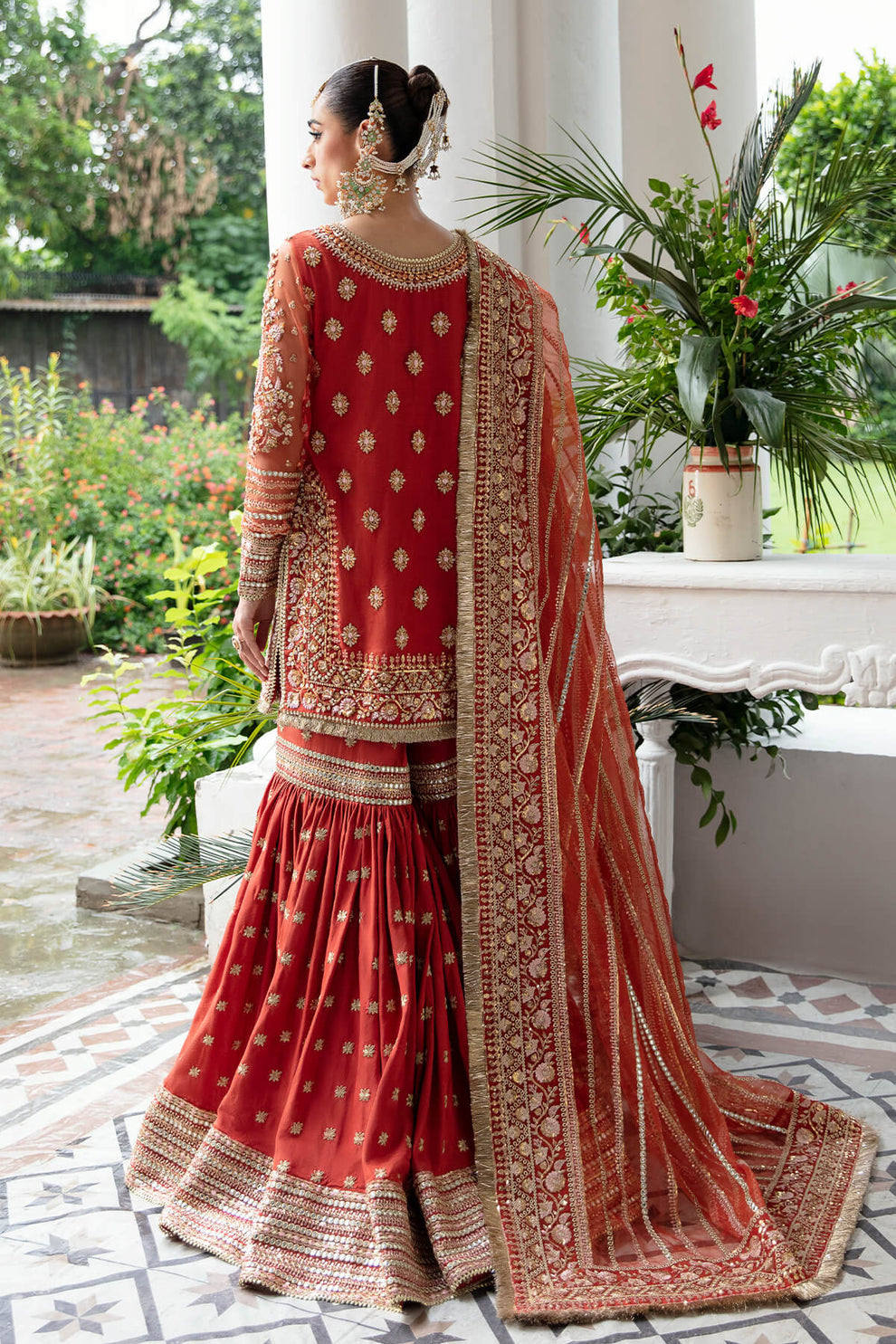 Maroon Heavily Embellished Pakistani Party Sharara Kameez – Nameera by ...