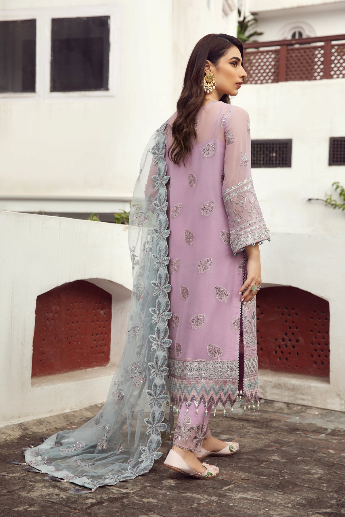 Pakistani Salwar Suit Party Dress in Long Kameez Style – Nameera by Farooq