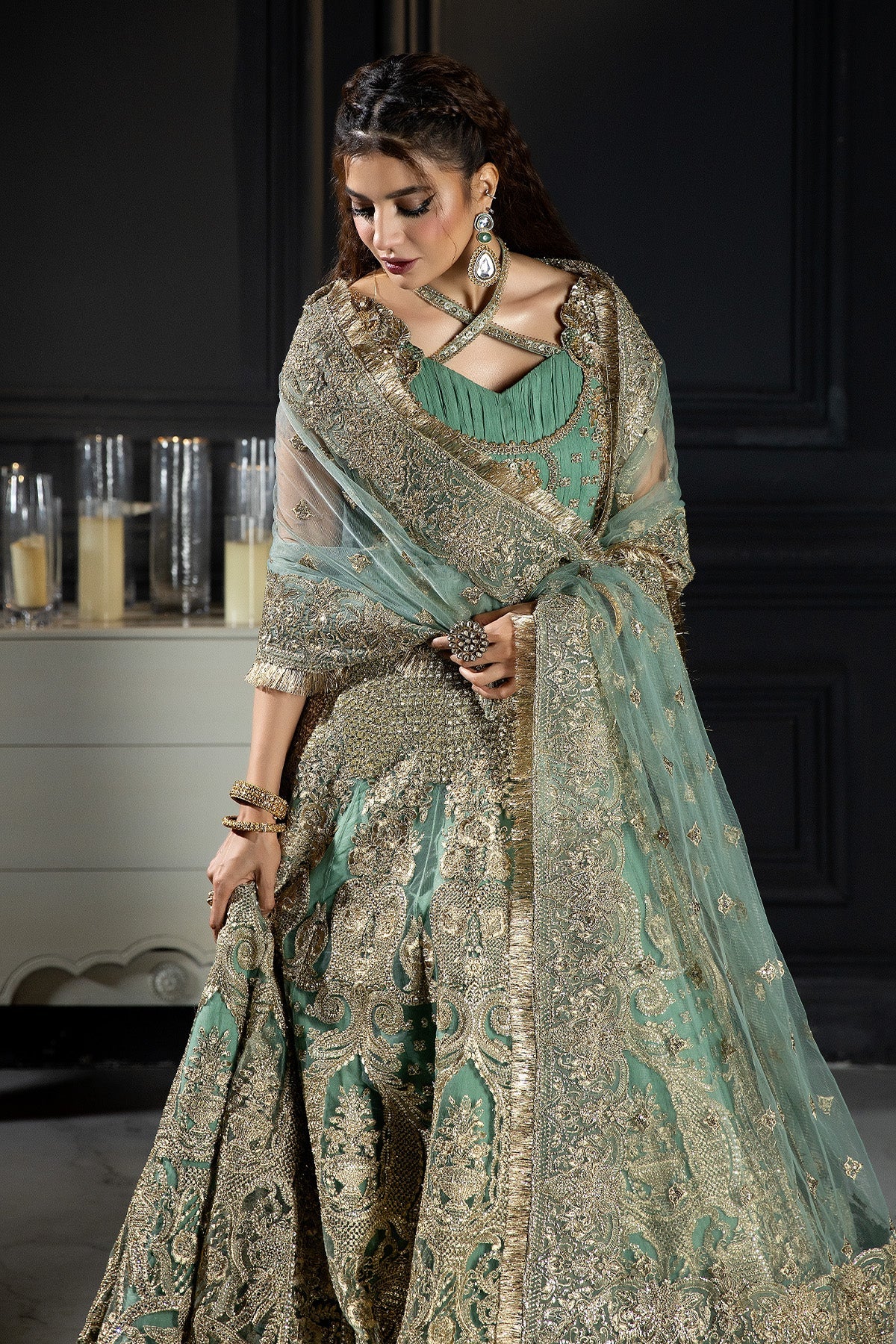 Pastel Mint Green Designer Pakistani Wedding Wear Pishwas – Nameera by ...