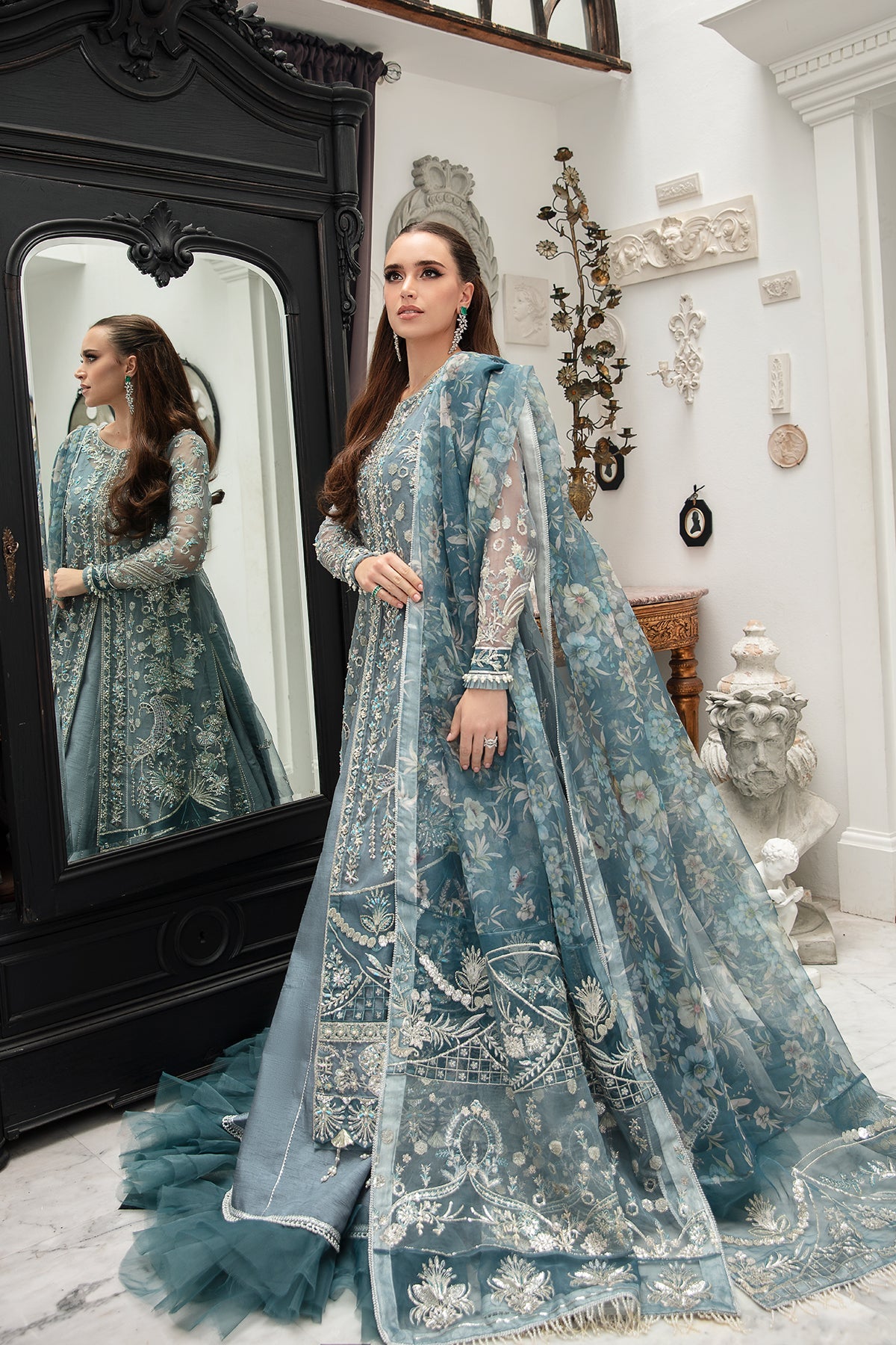 Zinc Shade Pakistani Wedding Dress Gown Style Pishwas – Nameera by Farooq