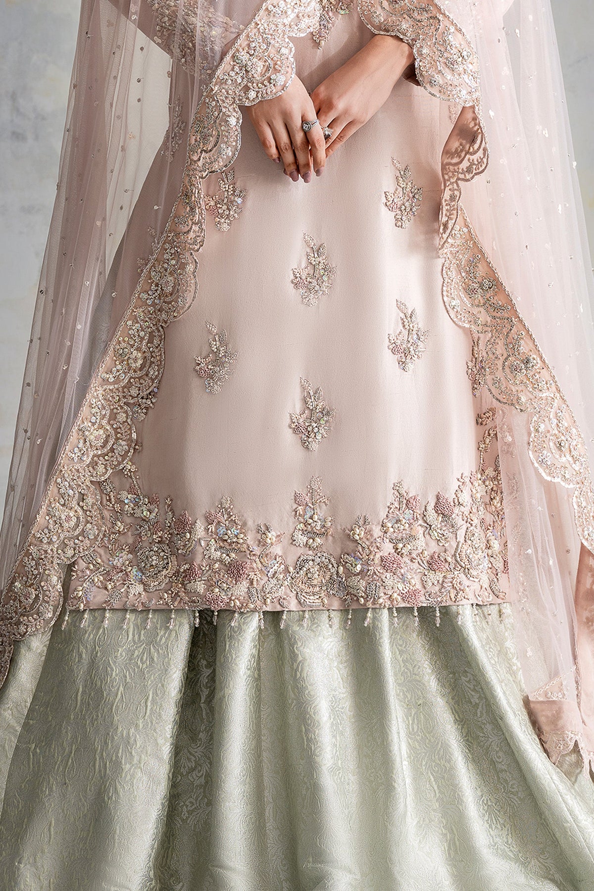 Embellished Nikkah Dress in Royal Lehenga Kameez Style – Nameera by Farooq