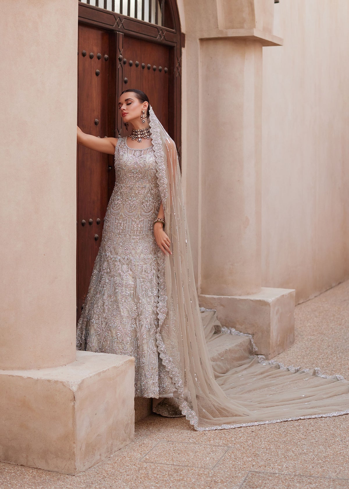 Pakistani Bridal Dress in Royal Embellished Gown Style – Nameera by Farooq