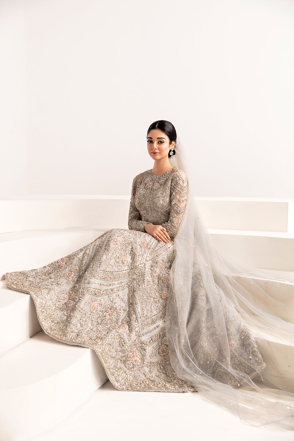 Embellished Walima Pakistani Bridal Dress in Gown Style – Nameera by Farooq