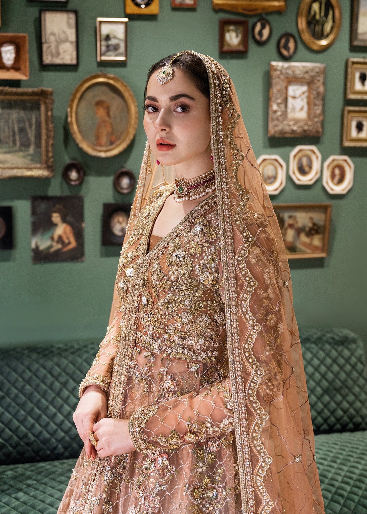 Pakistani Bridal Dress in Pishwas Frock Lehenga Style – Nameera by Farooq