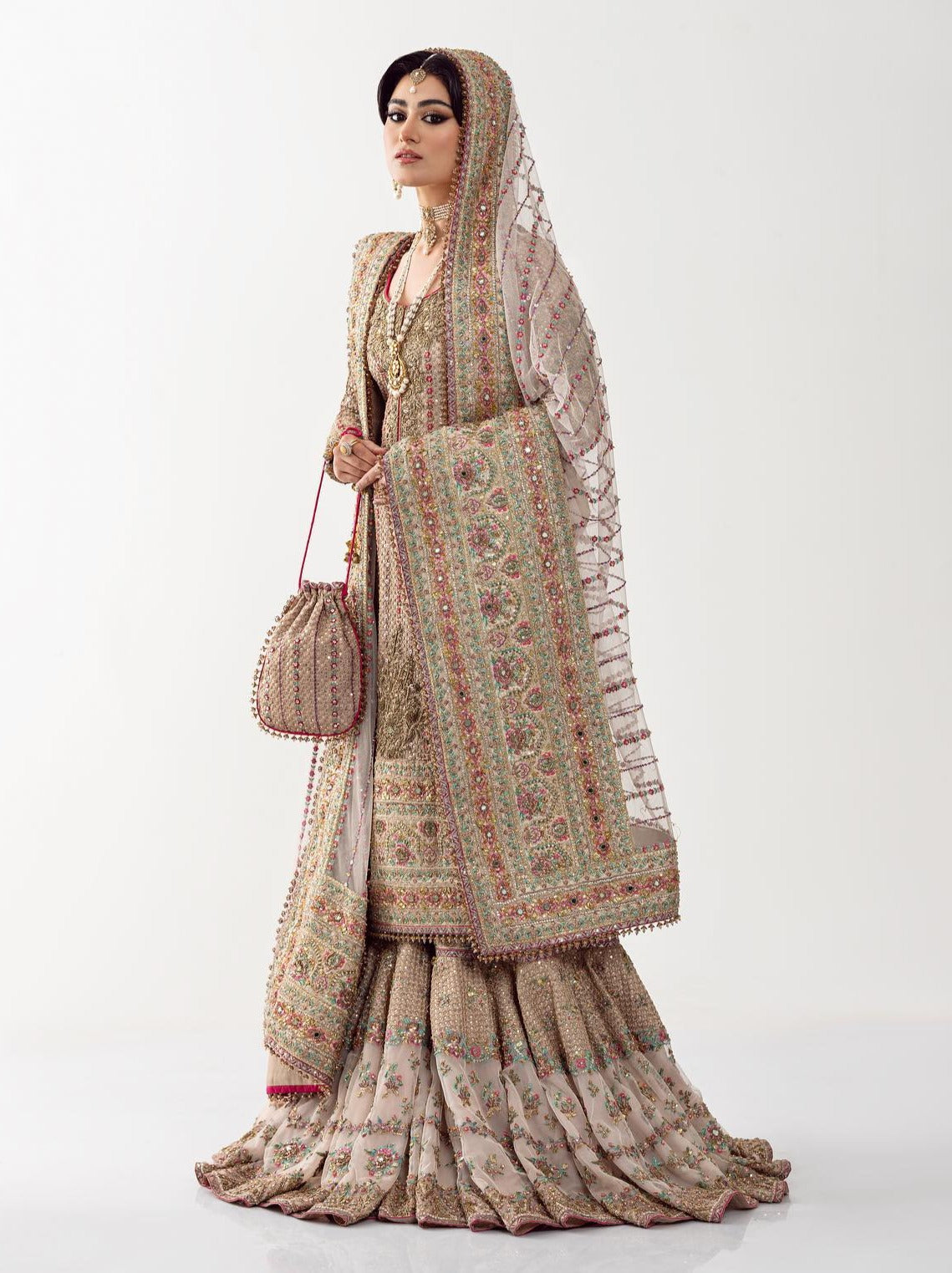 Pakistani Bridal Dress in Royal Gharara Kameez Style – Nameera by Farooq