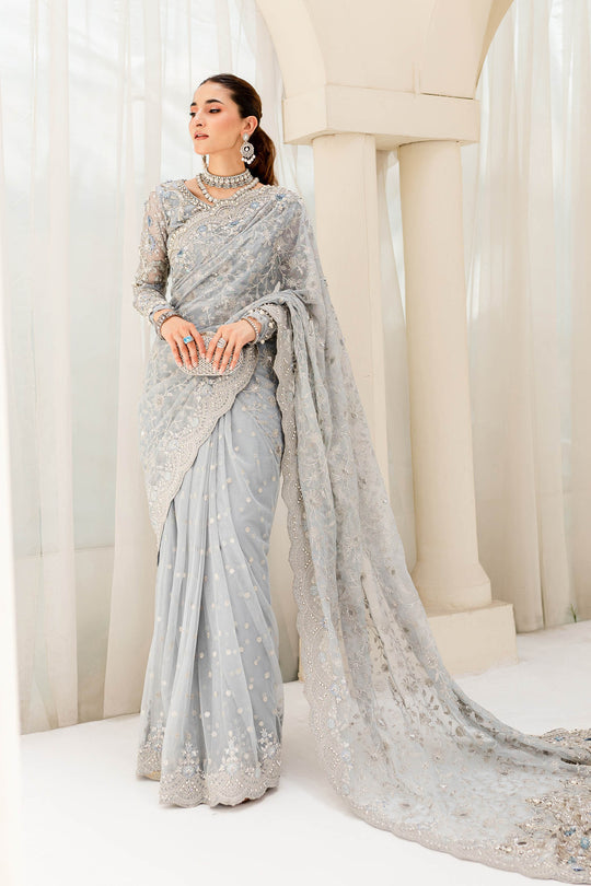 Pakistani Bridal Dress in Royal Saree Style for Wedding – Nameera by Farooq