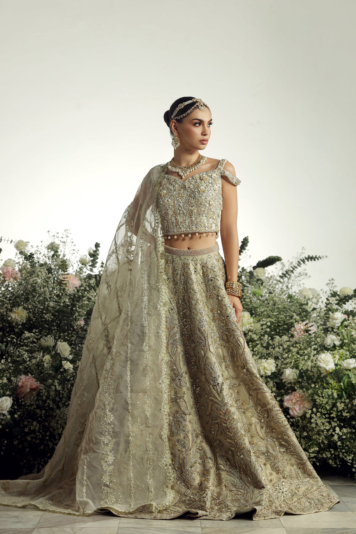 Pakistani Bridal Dress in Wedding Choli Lehenga Style – Nameera by Farooq