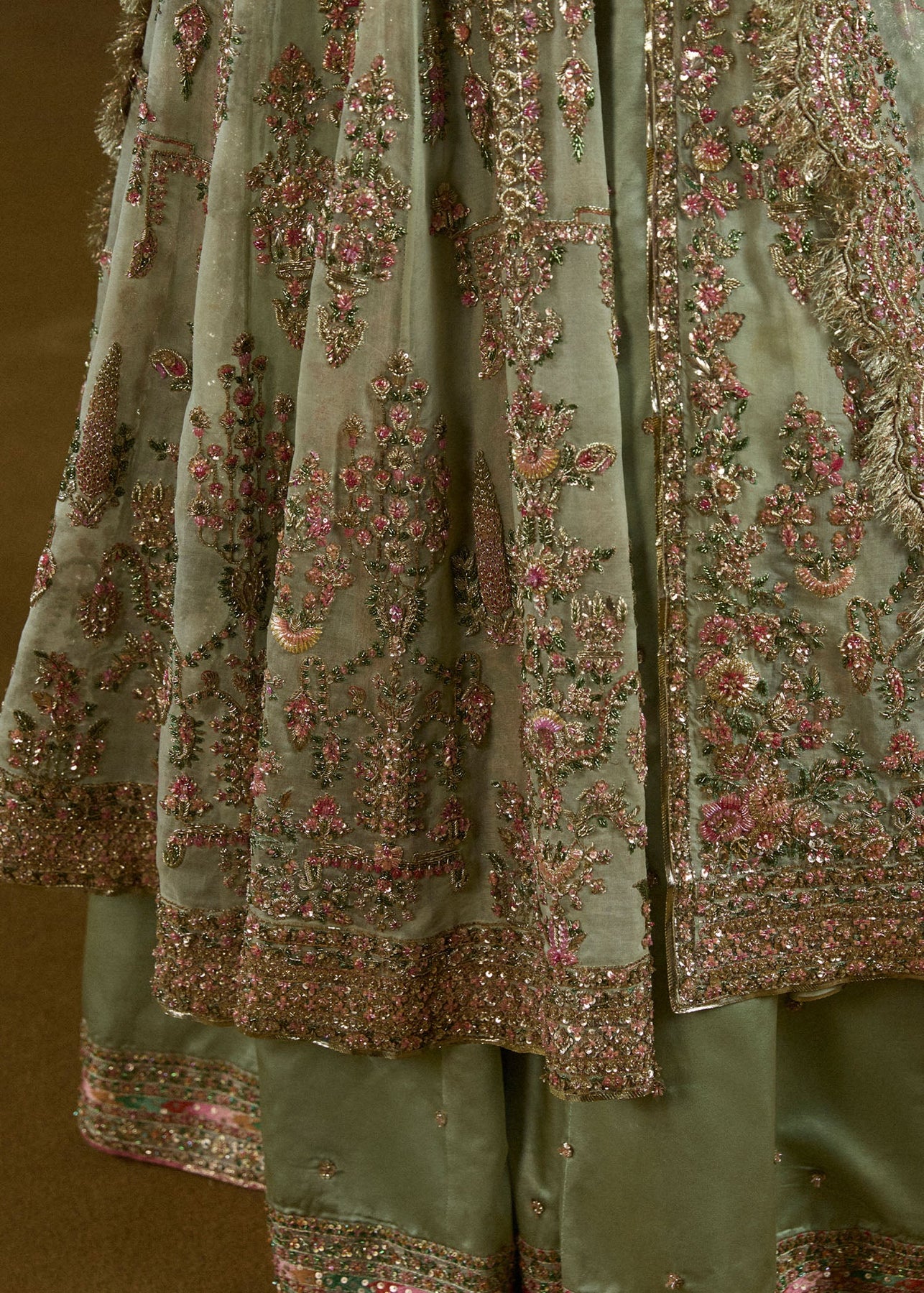 Pakistani Bridal Green Pishwas Lehenga Dupatta Dress – Nameera by Farooq