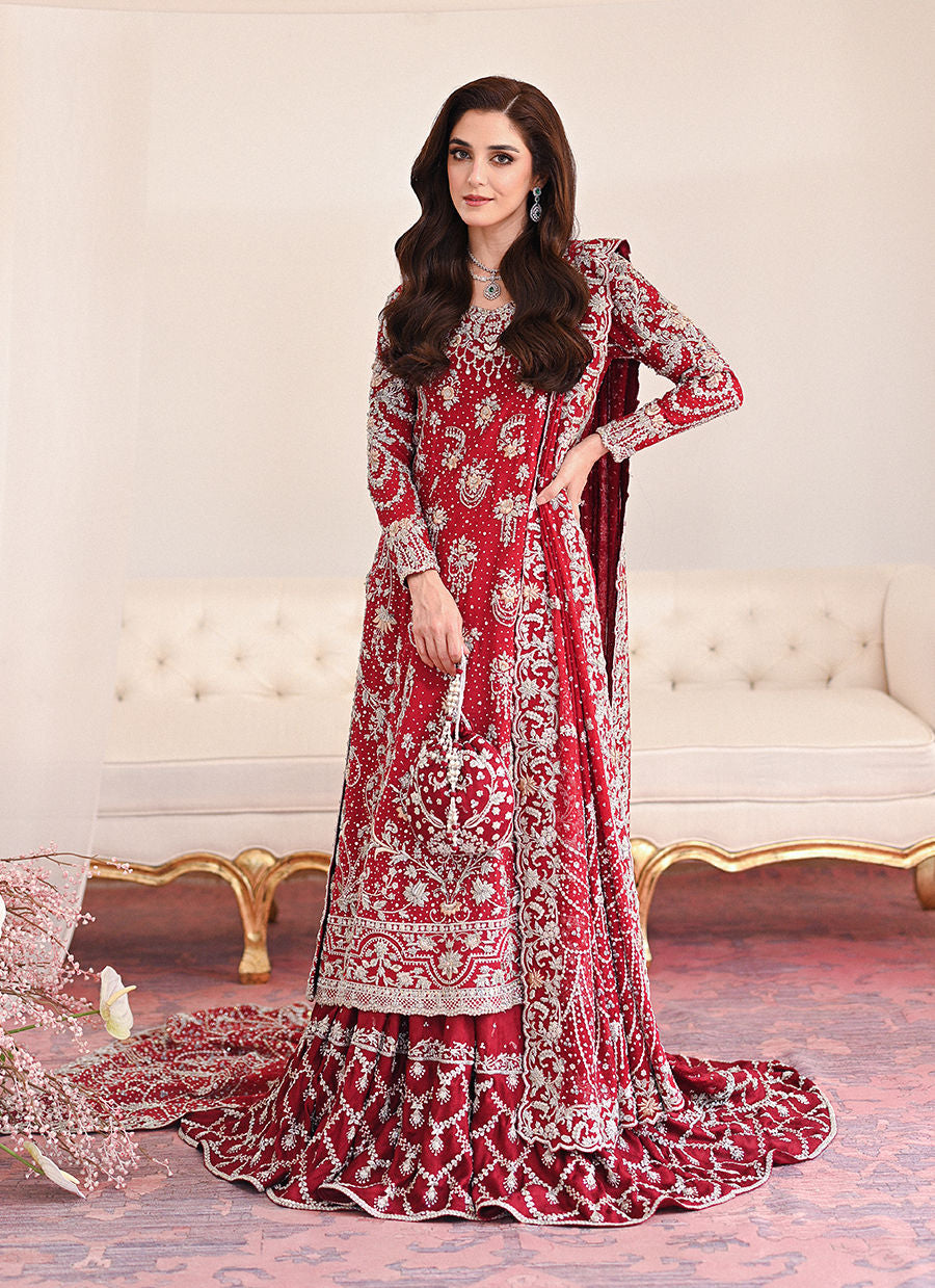 Pakistani Bridal Dress in Kameez Farshi Lehenga Style – Nameera by Farooq