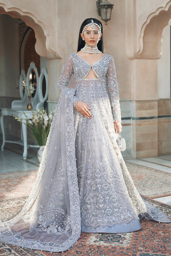Pakistani Bridal Walima Dress in Gown Lehenga Style – Nameera by Farooq