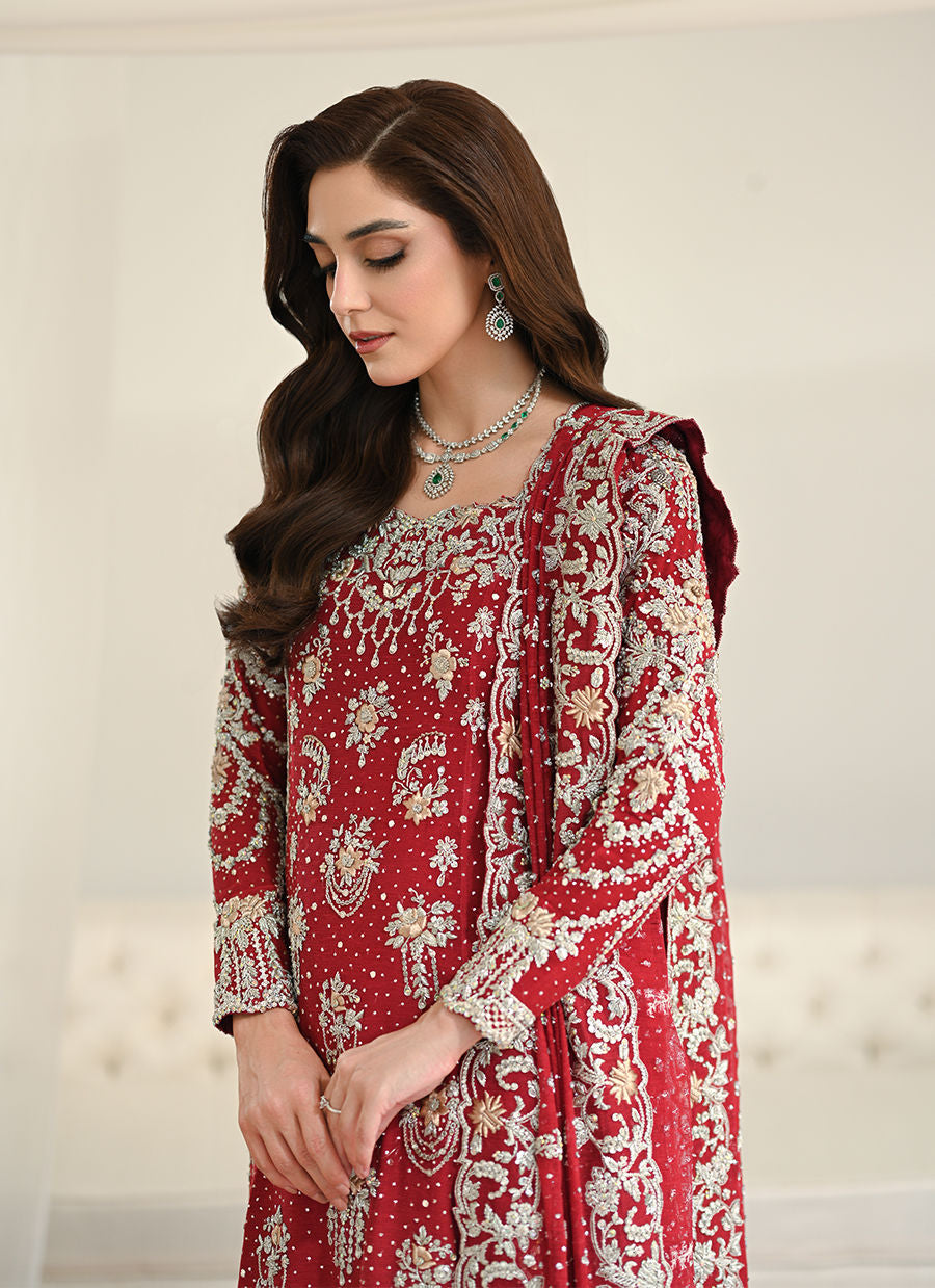Pakistani Bridal Dress in Kameez Farshi Lehenga Style – Nameera by Farooq