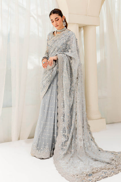 Pakistani Bridal Dress in Royal Saree Style for Wedding – Nameera by Farooq