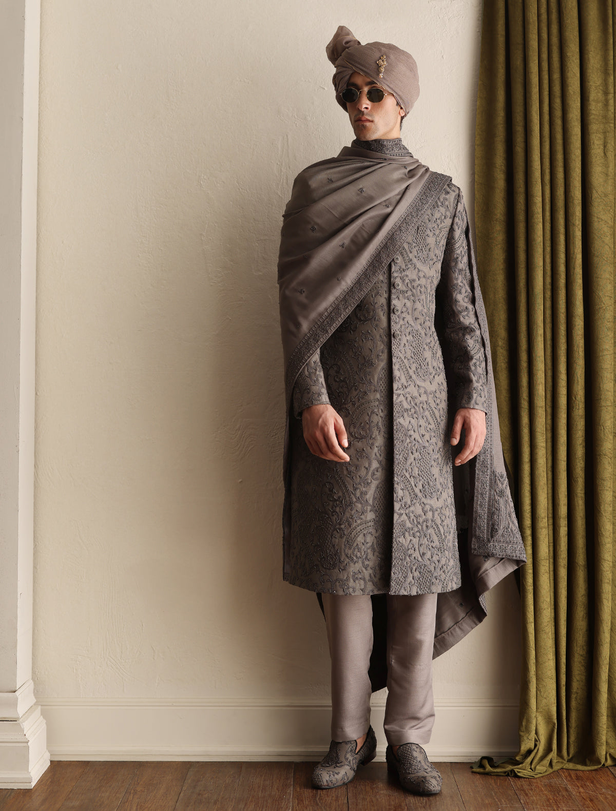 Royal Pakistani Groom Dress in Premium Sherwani Style – Nameera by Farooq