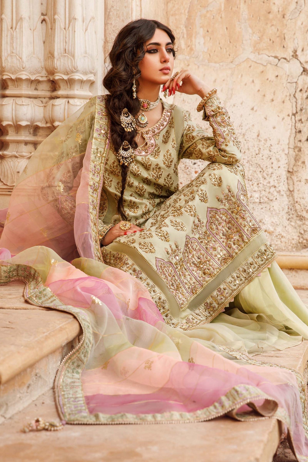Green Pista Raw Silk Salwar Kameez Pakistani Party Dress – Nameera by ...