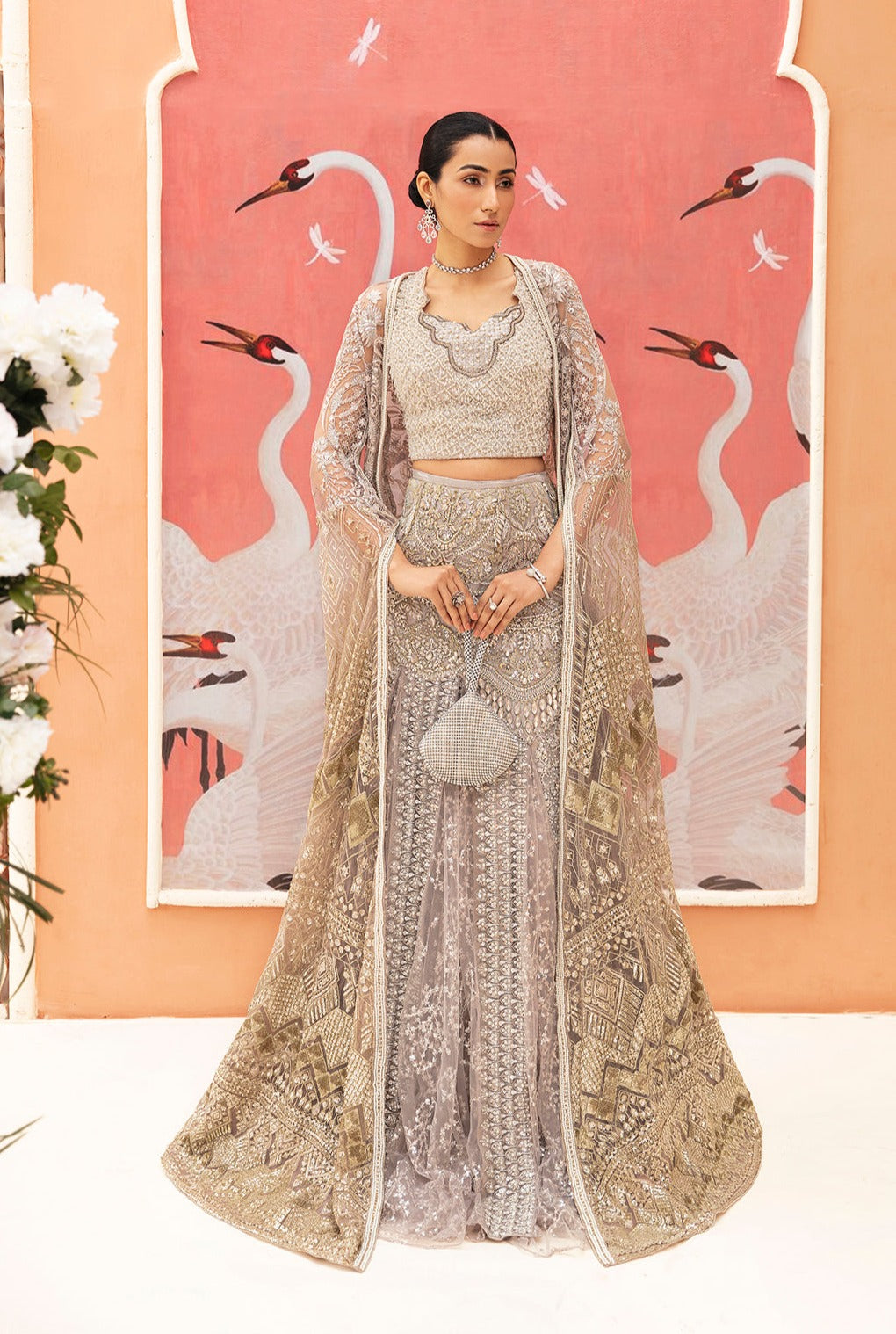 Pakistani Wedding Dress in Fish Lehenga and Choli Style – Nameera by Farooq