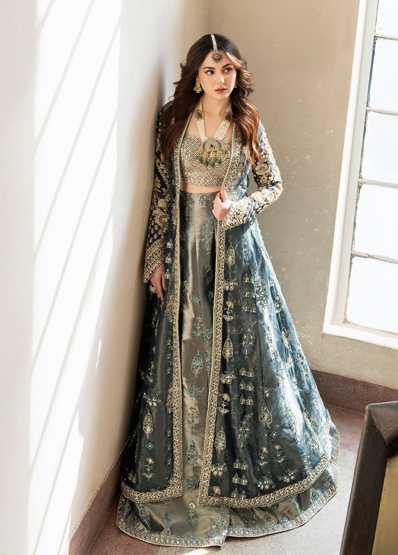 Pakistani Wedding Dress in Jacket and Sharara Style – Nameera by Farooq