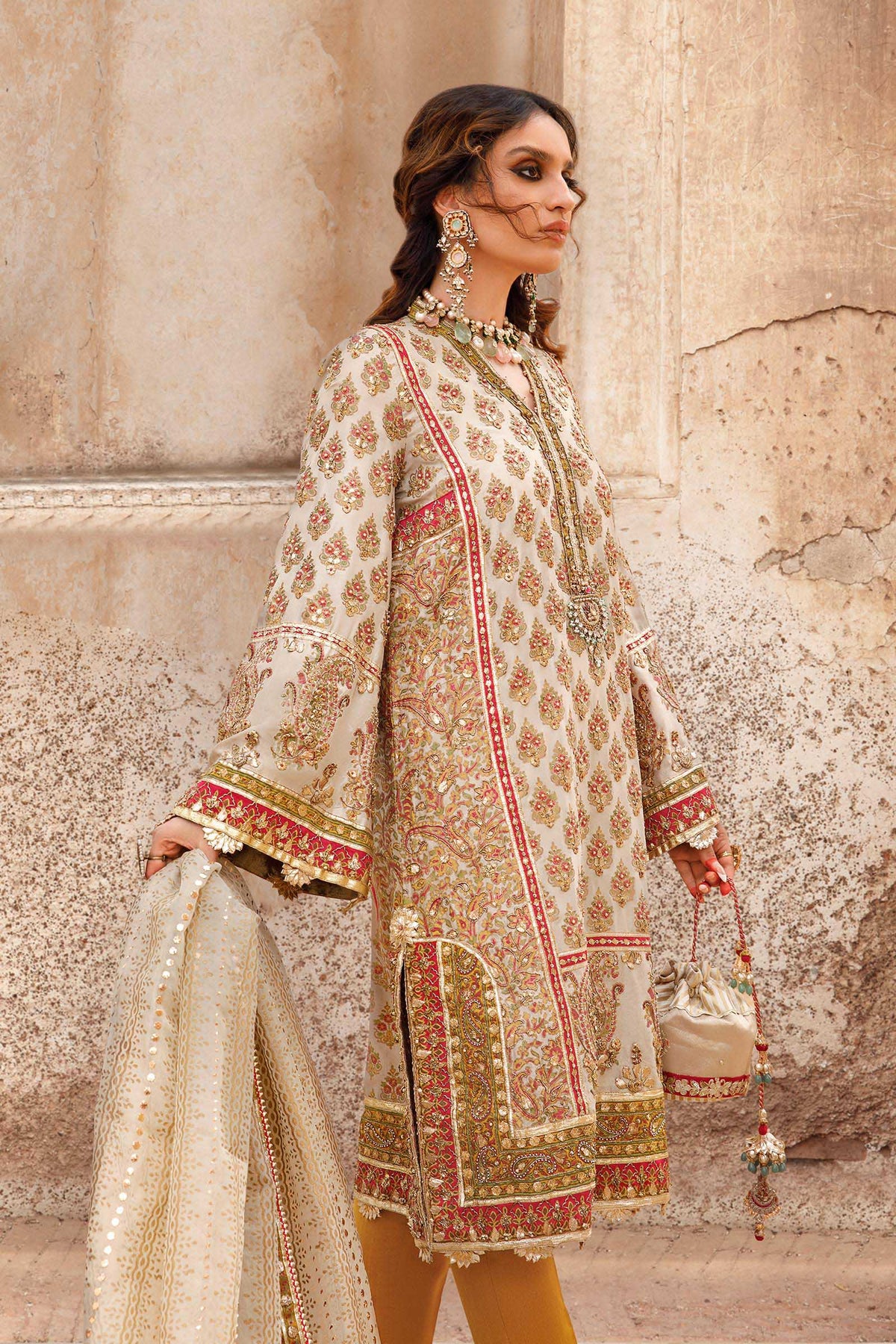 Pakistani Wedding Dress in Kurta and Trouser Style – Nameera by Farooq