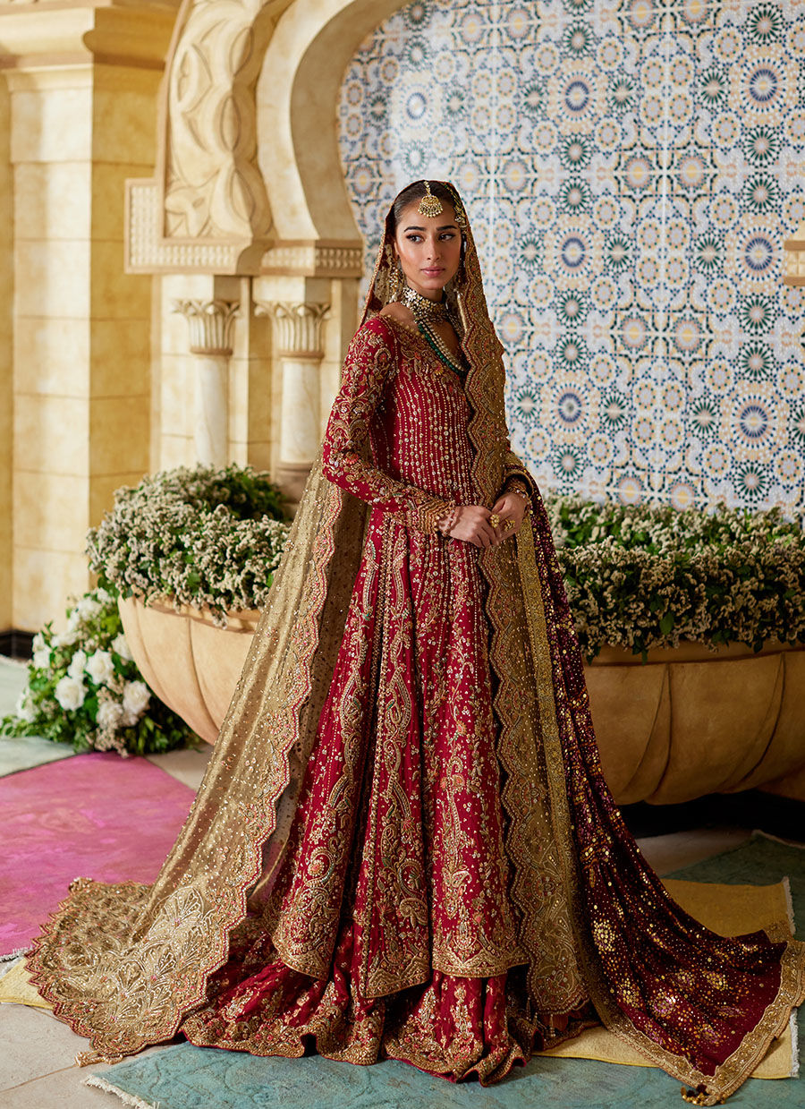 Pakistani Bridal Dress Classic Farshi Bridal Lehenga – Nameera by Farooq