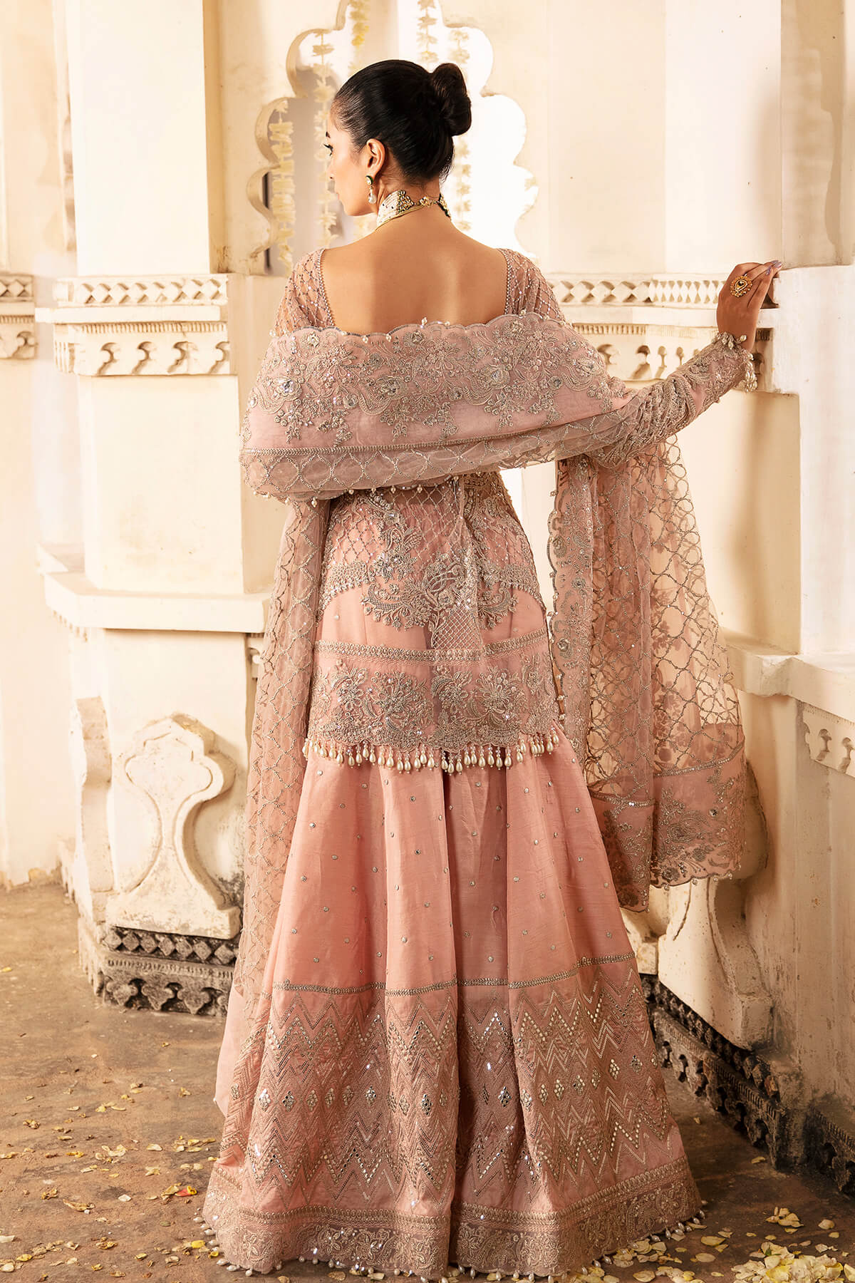 Blush Pink Pakistani Party Dress in Kameez Sharara Style – Nameera by ...