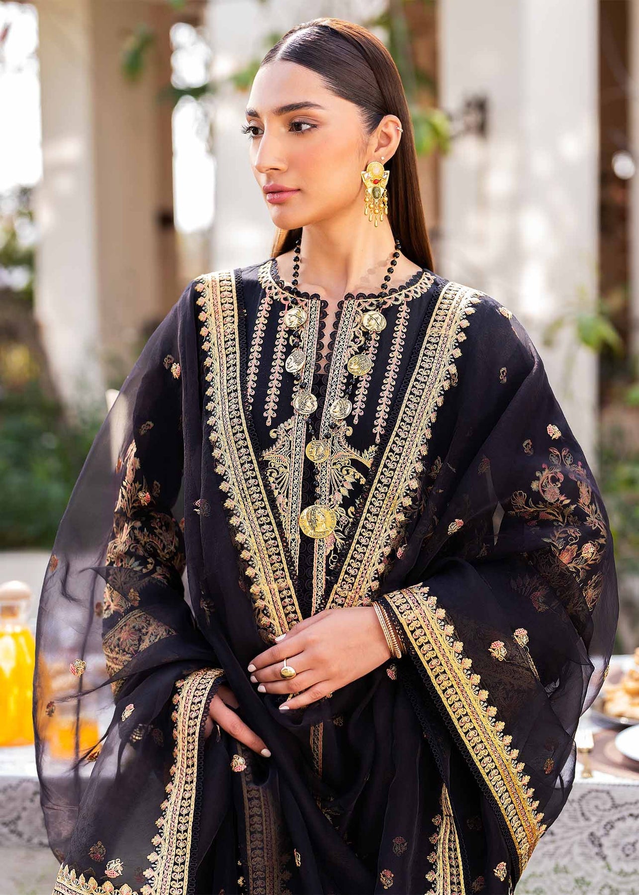 Black Pakistani Party Dress in Salwar Kameez Style – Nameera by Farooq