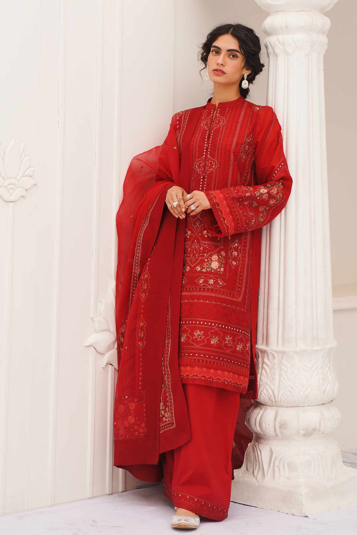 Premium Embroidered Red Pakistani Salwar Kameez Party Dress – Nameera ...