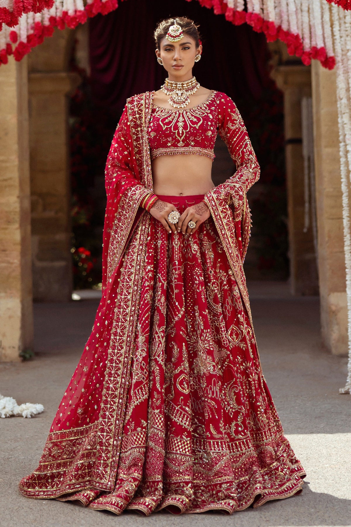 Indian Bridal Dress in Choli Lehenga Style for Wedding – Nameera by Farooq