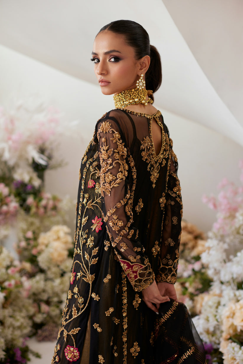Kameez Trouser Dupatta Black Pakistani Wedding Dress – Nameera by Farooq