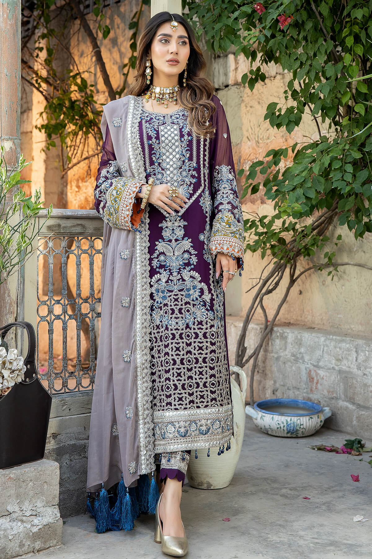Premium Kameez Trouser Pakistani Embroidered Eid Dress – Nameera by Farooq