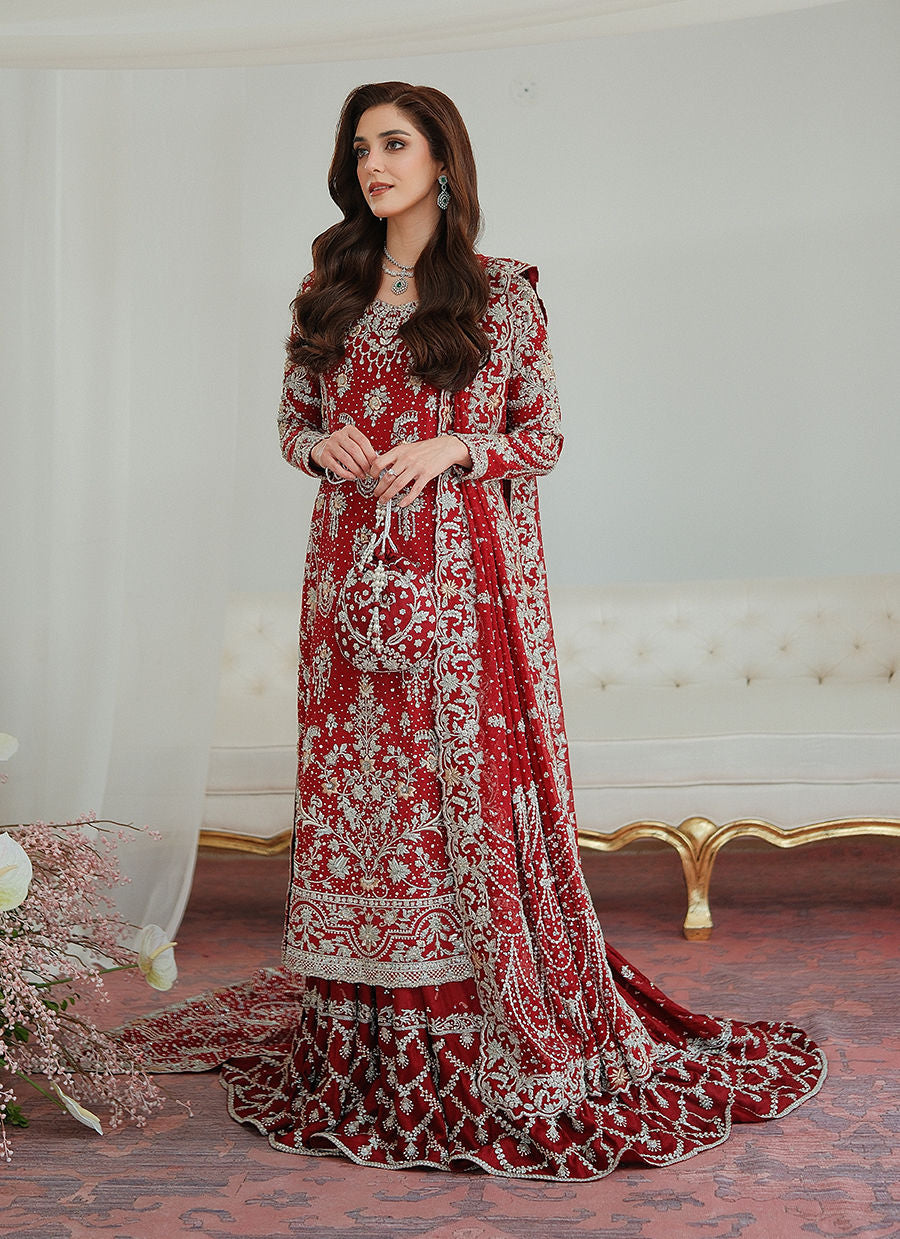 Pakistani Bridal Dress in Kameez Farshi Lehenga Style – Nameera by Farooq