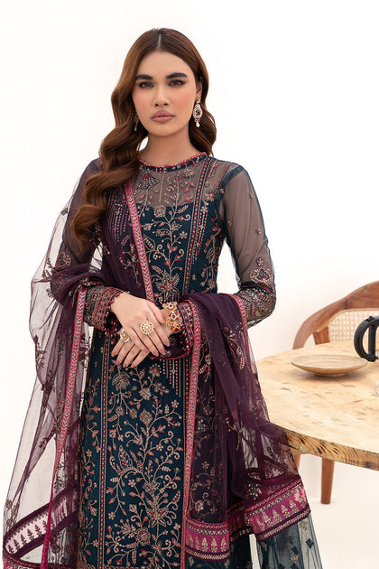 ZN 01 Glory - Elegant Dark Zinc Embroidered Dress – Nameera by Farooq